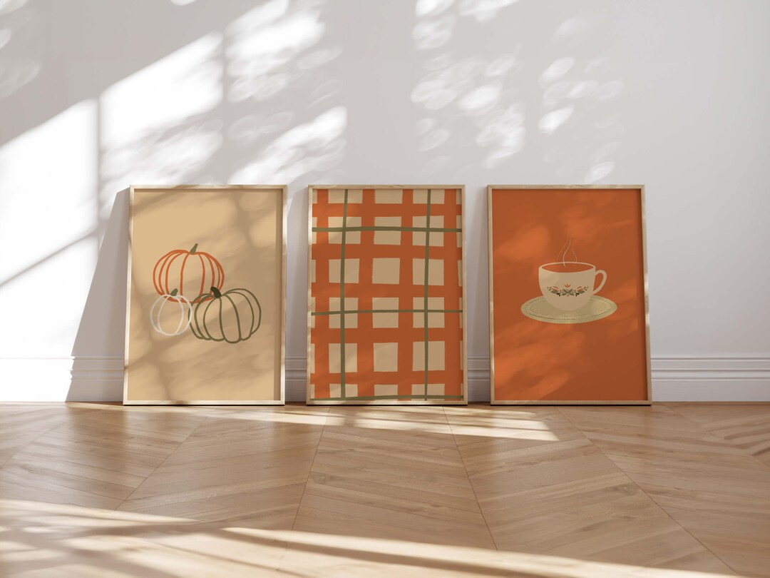 Wall Art Set of 3, Cozy Autumn Print, Fall Season Wall Decor, Printable ...