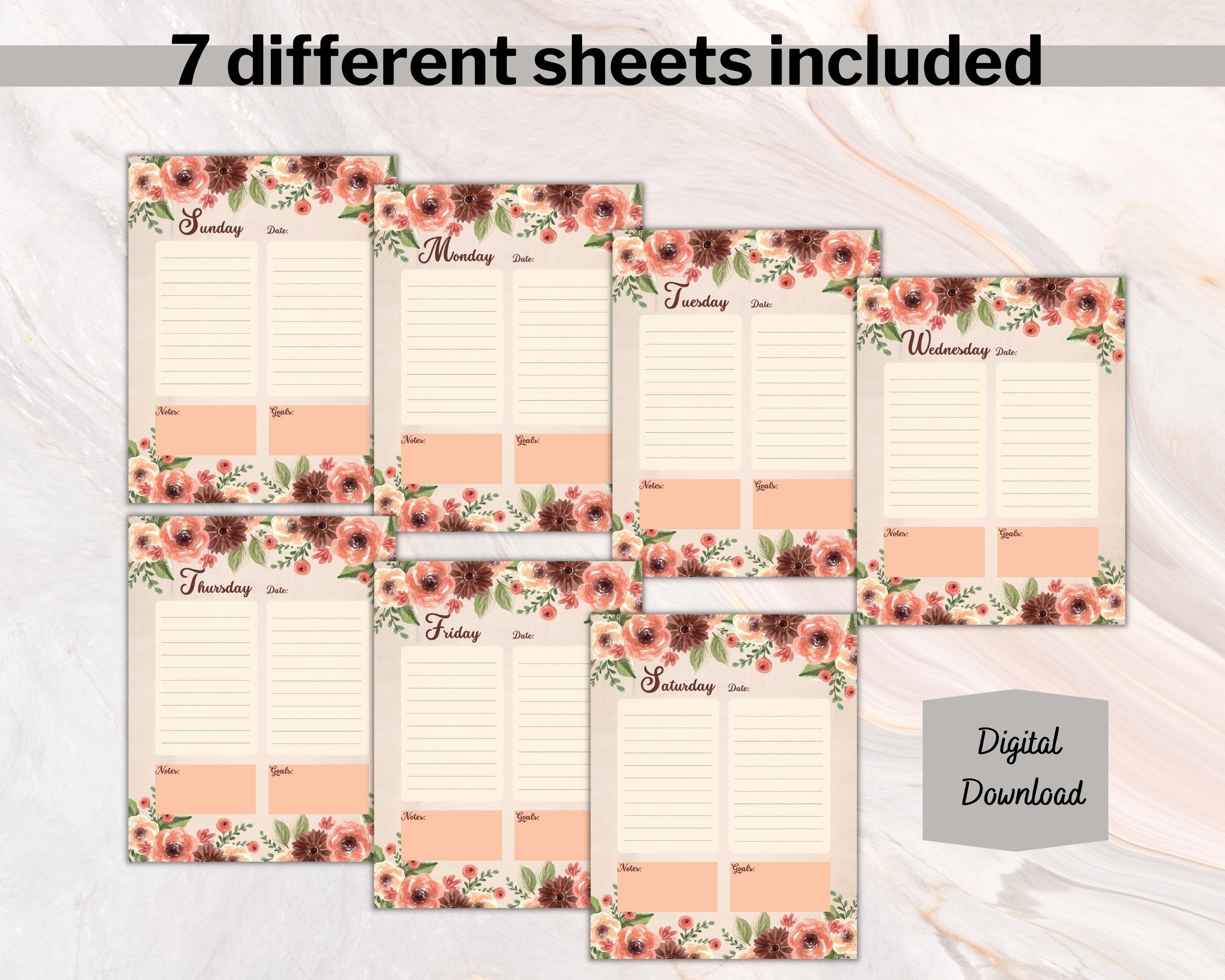 Peach Watercolor Floral Planner, 5 Sizes, Fits Happy Planner Classic ...