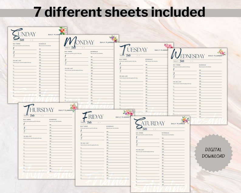 Elegant Floral Printable Planner 5 Sizes Fits Happy Planner - Etsy