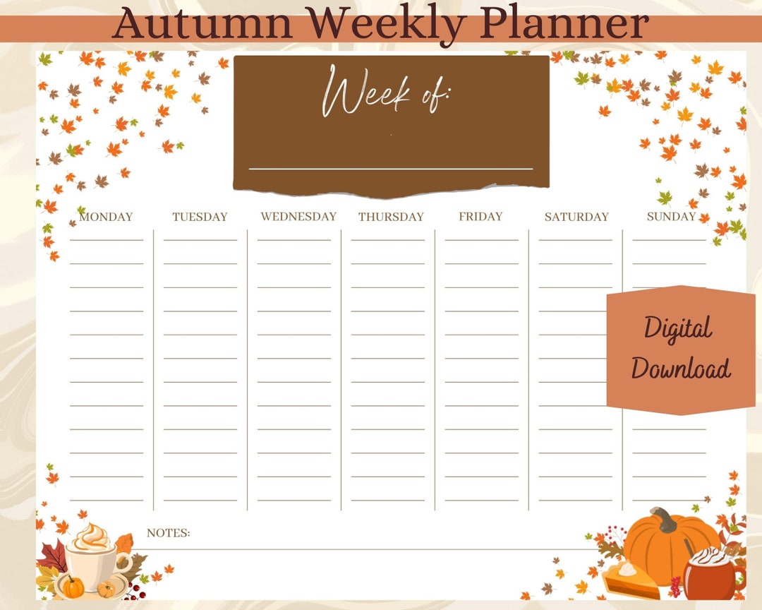 Autumn Weekly Planner, 5 Sizes, Fits Happy Planner Classic, Big and ...