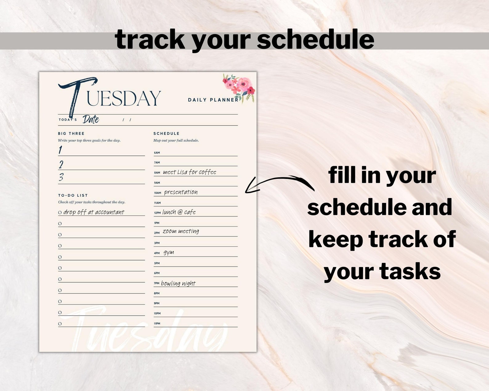 Elegant Floral Printable Planner 5 Sizes Fits Happy Planner - Etsy