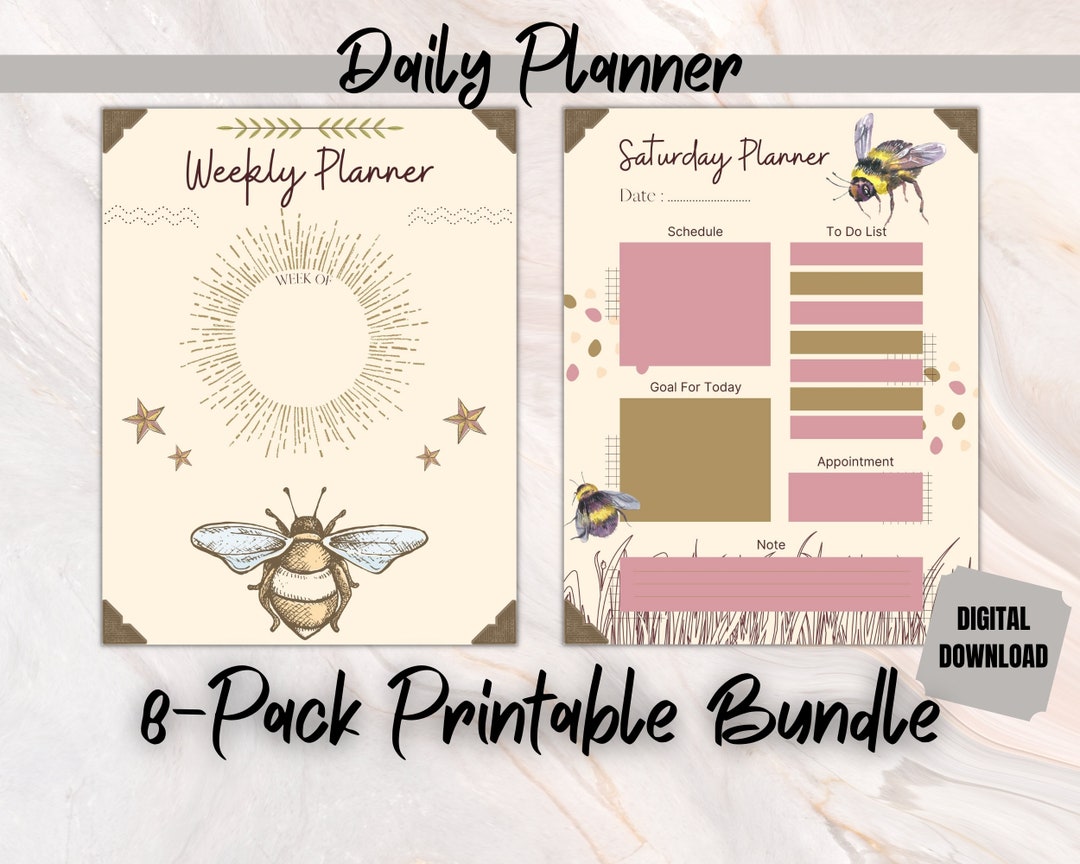 Vintage Insect 7 Day Planner, 5 Sizes, Fits Happy Planner Classic, Big ...