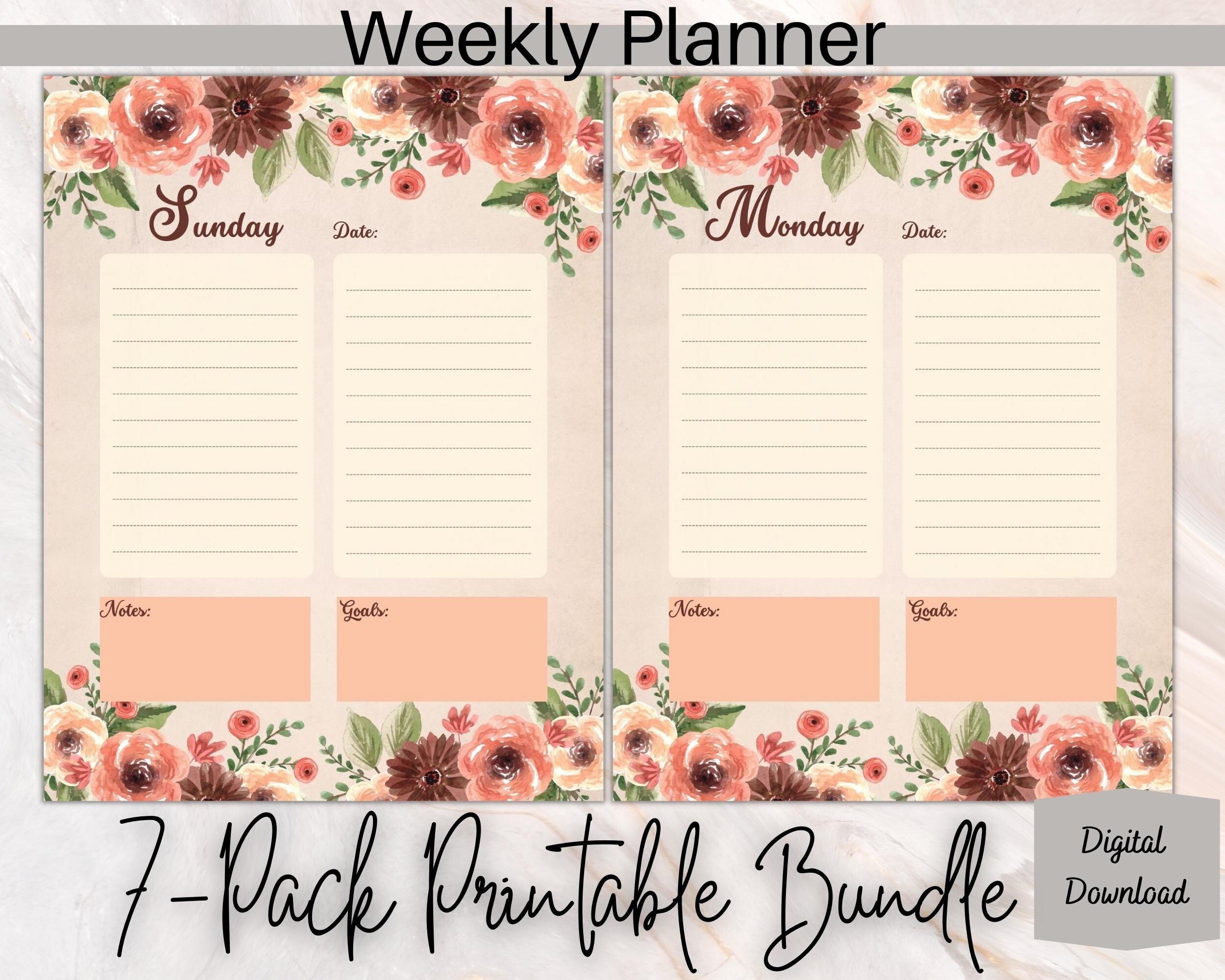 Peach Watercolor Floral Planner, 5 Sizes, Fits Happy Planner Classic ...