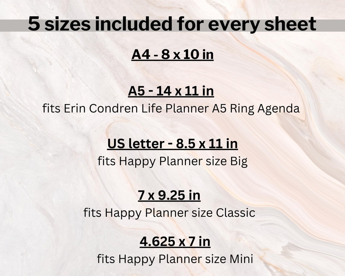 Elegant Floral Printable Planner 5 Sizes Fits Happy Planner - Etsy