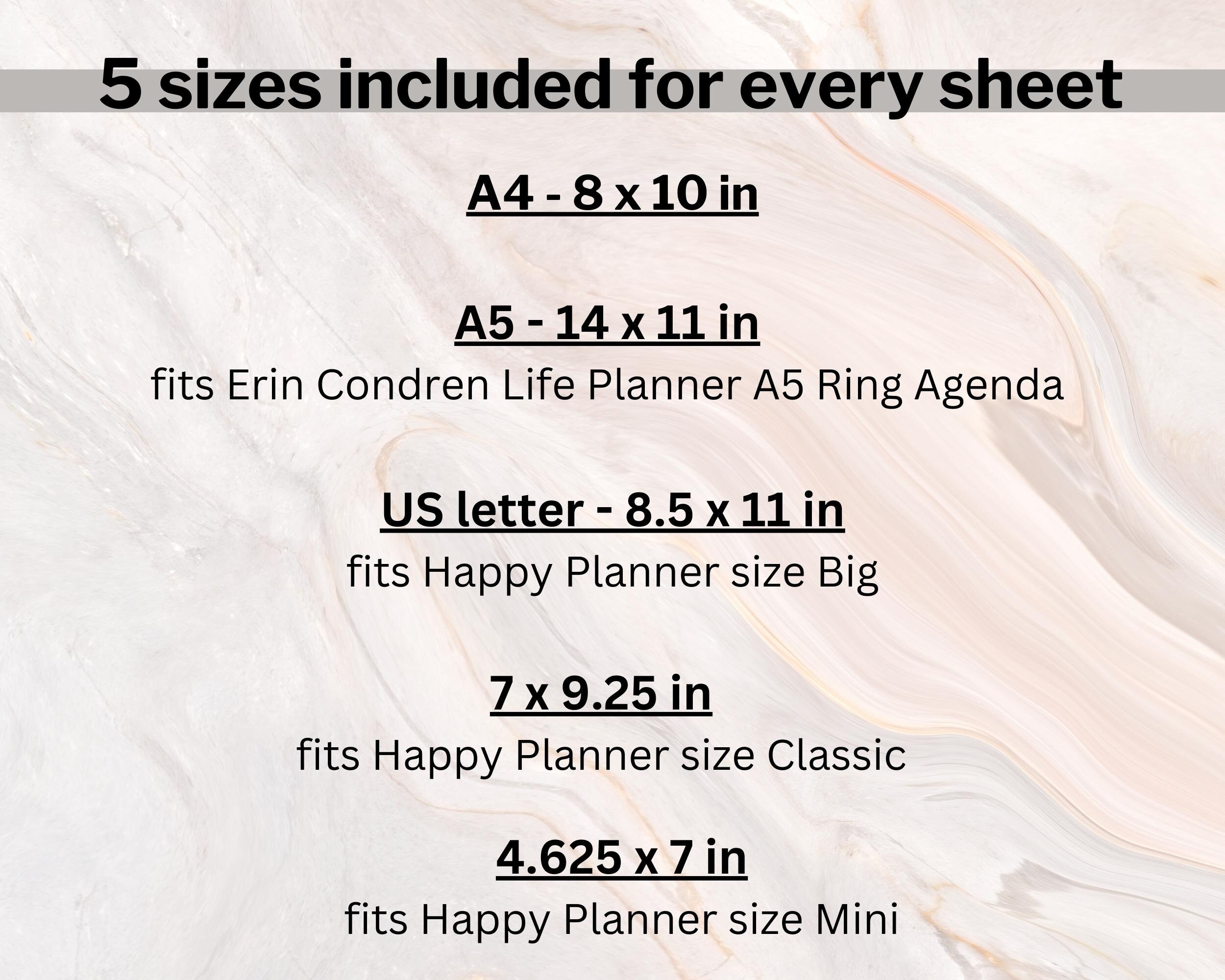Elegant Floral Printable Planner, 5 Sizes, Fits Happy Planner Classic ...