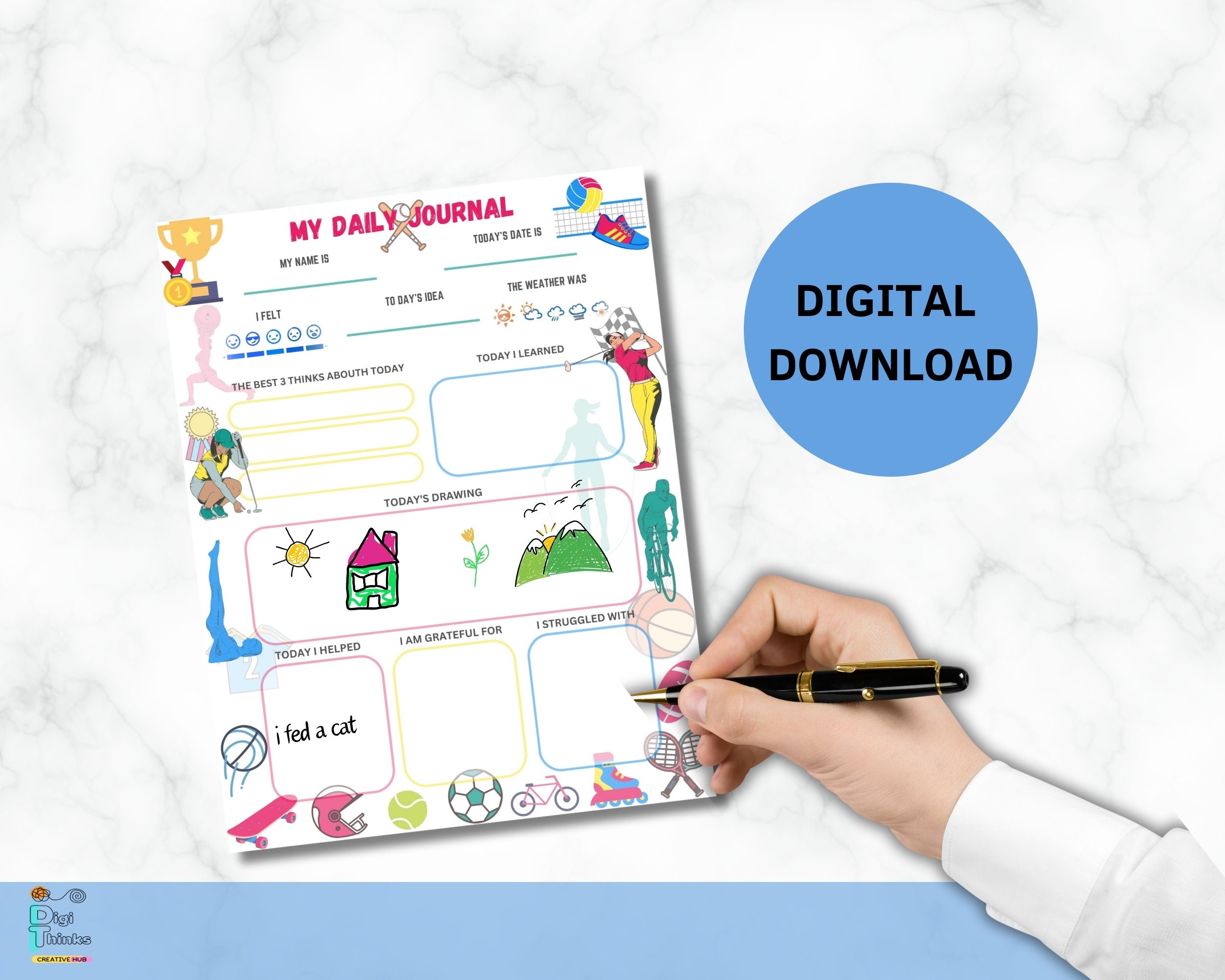 Kids Daily Routine Printable Career Collection Athlete Journal for Kids ...