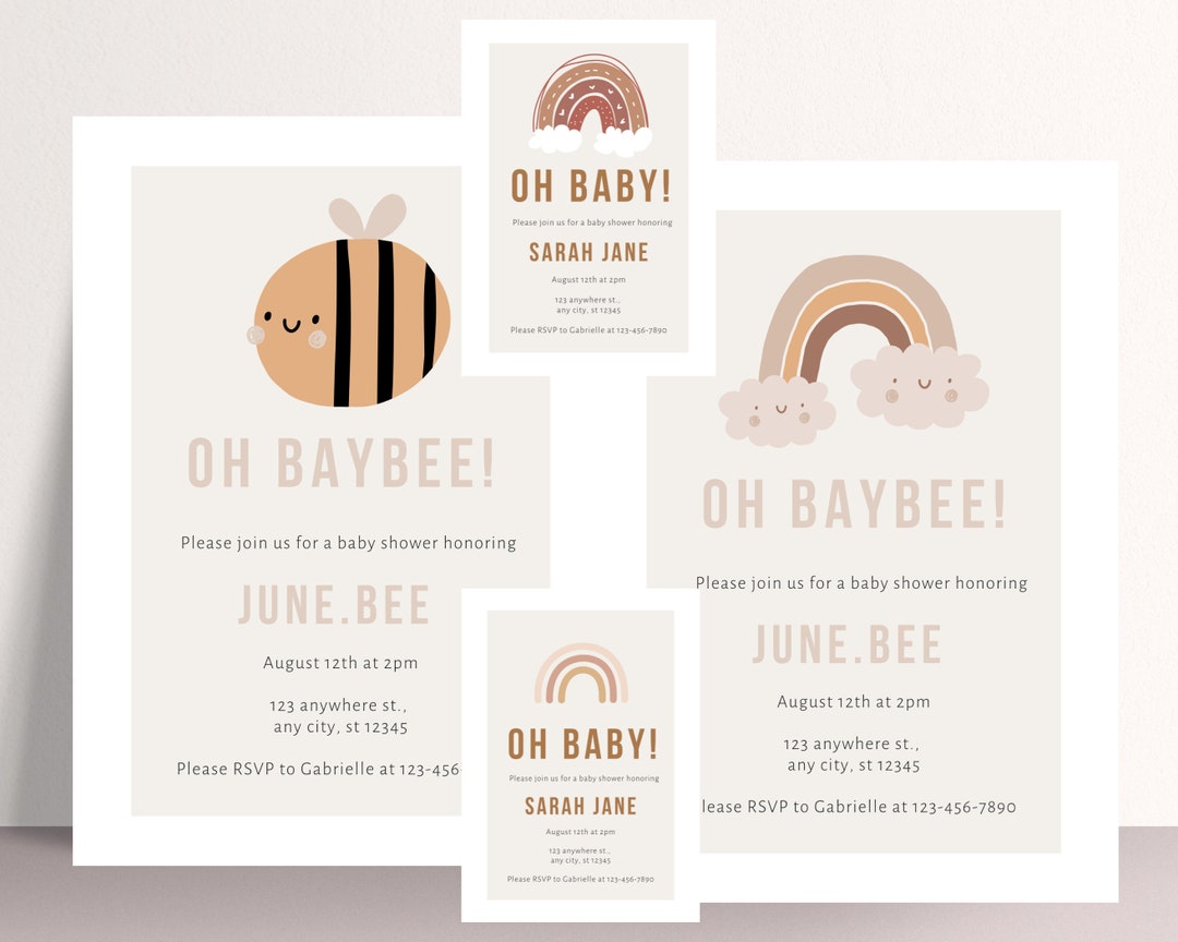 Oh Baby Neutral Baby Shower Invitation Templates - Etsy