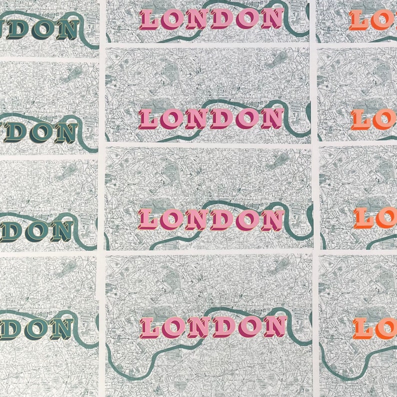 London Map Pink 5 Colour Screen Print (small) - Etsy