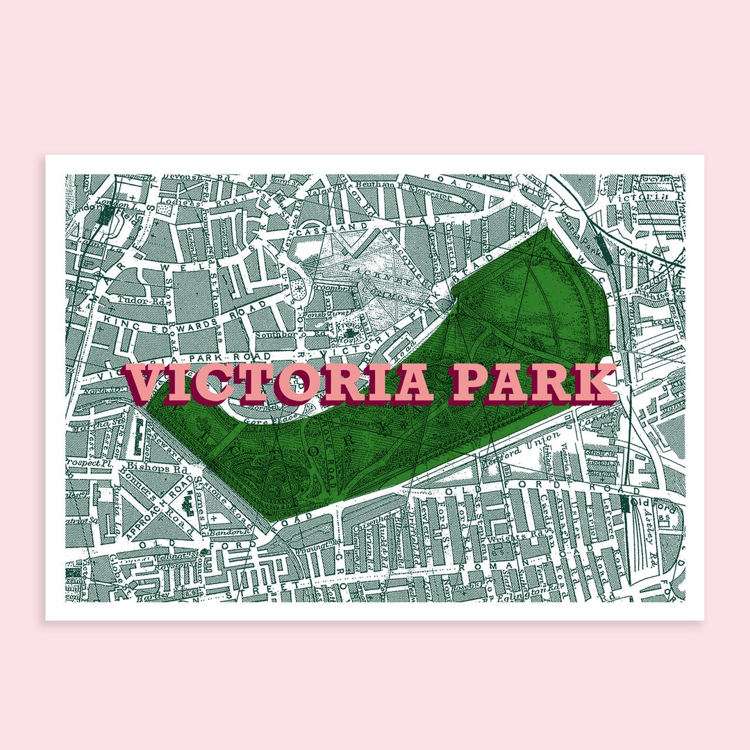 Handprinted Victoria Park Map large - Etsy UK