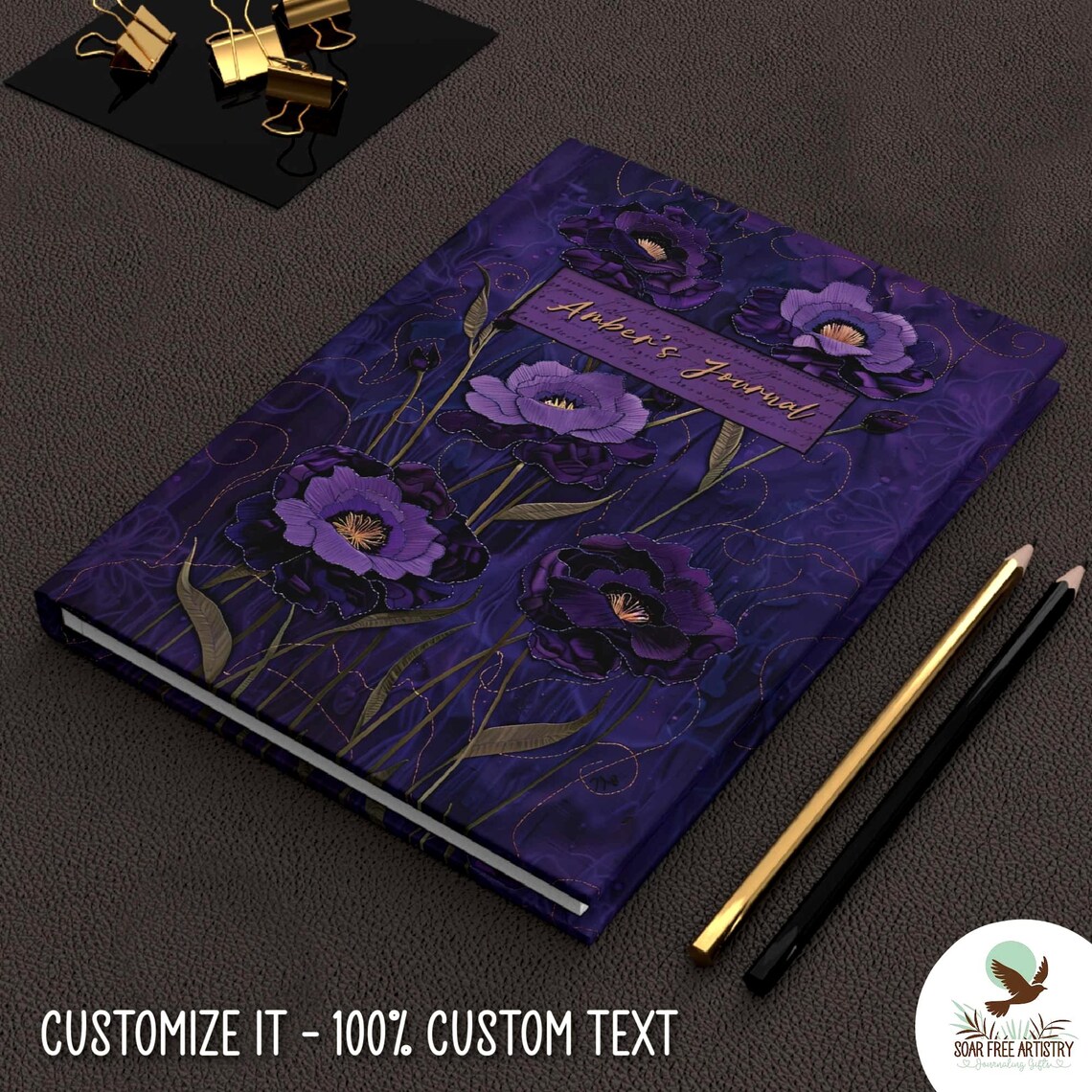 Violet Purple Flowers Journal | Personalized Purple Floral Notebook for ...