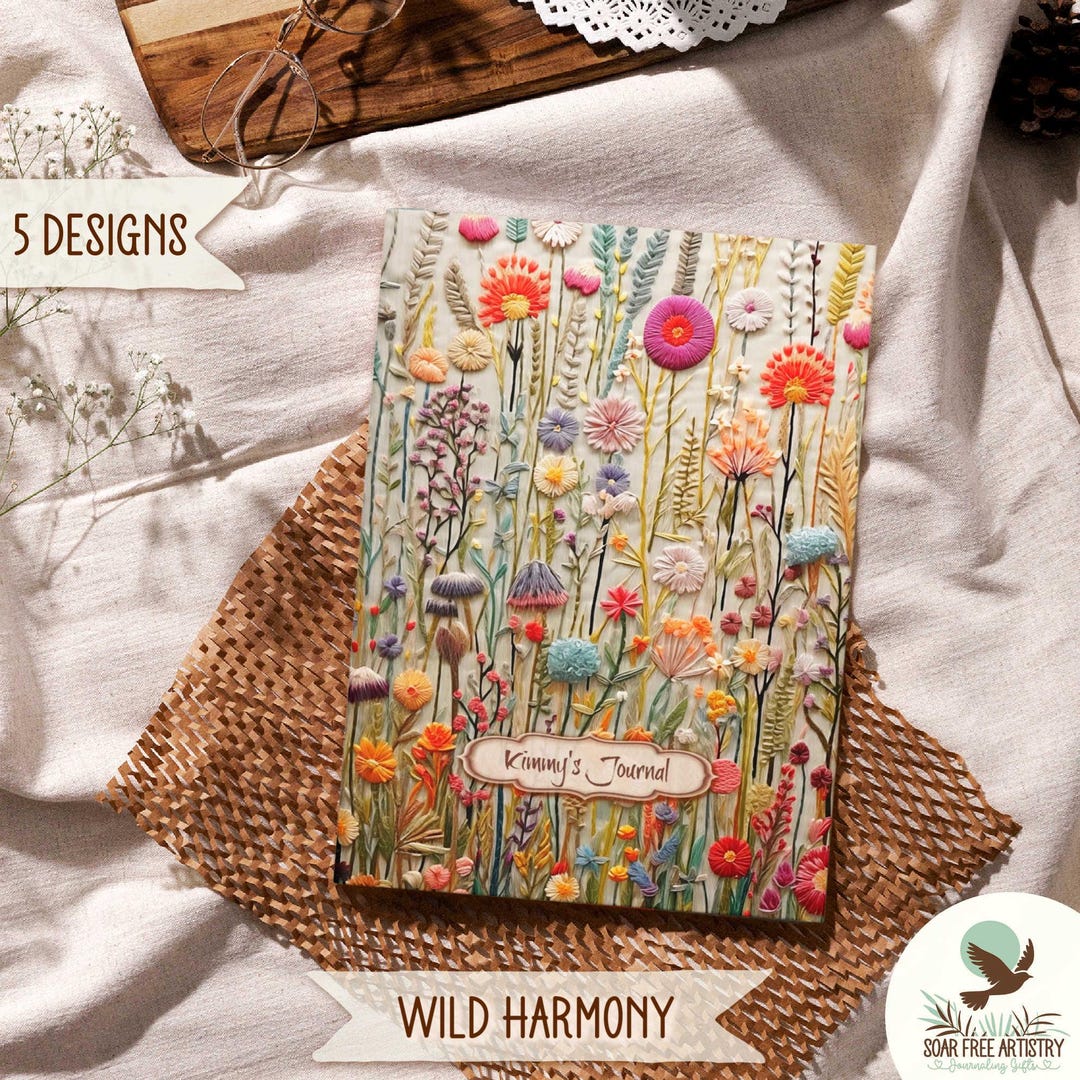Vintage Wildflower Personalized Journals | Custom Name Notebooks ...