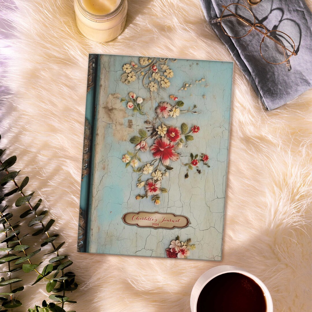 Shabby Chic Journal for Women Personalized Vintage Dusty Blue ...