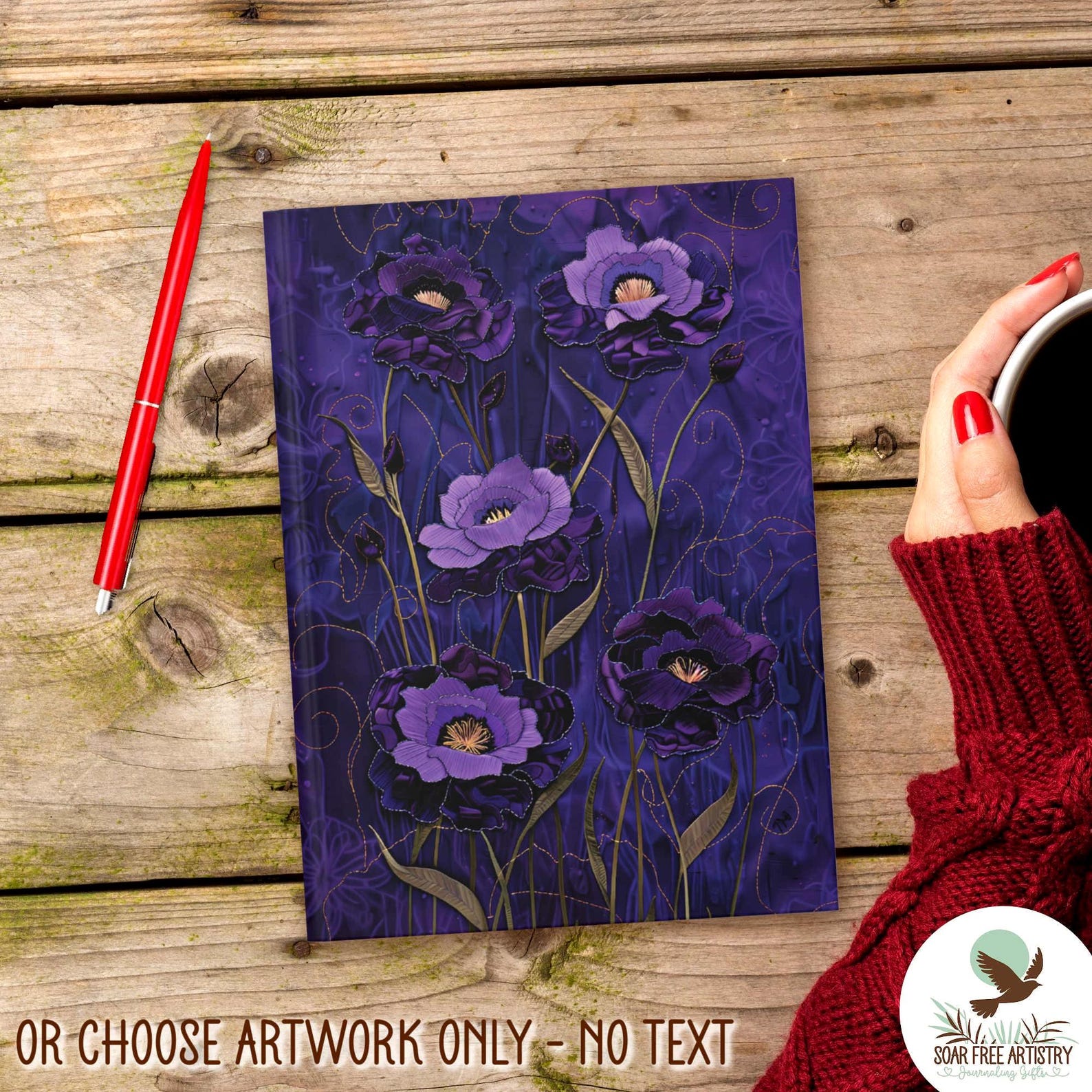 Violet Purple Flowers Journal | Personalized Purple Floral Notebook for ...