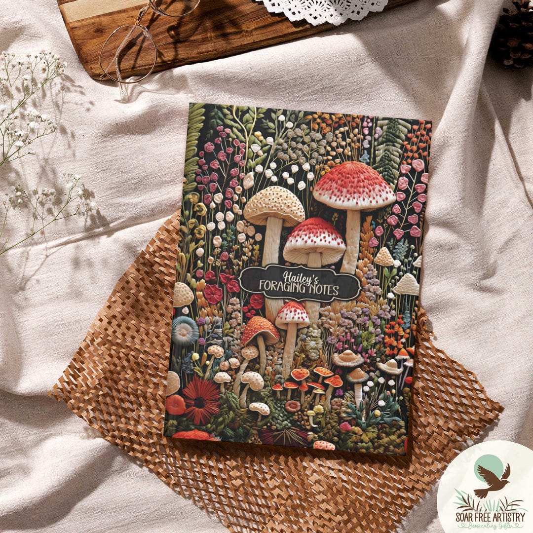 Mushroom Botanical Personalized Notebook Customized Cottagecore ...
