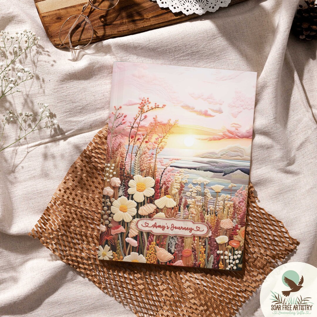 Ocean Sunset Wildflower Journal | Seaside Landscape at Dusk Printed ...