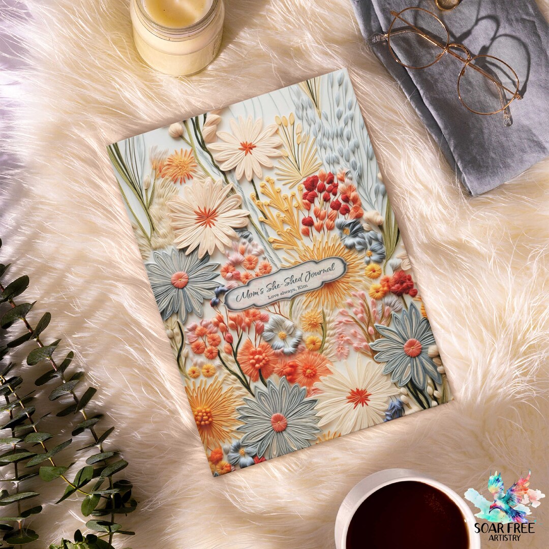 Vintage Floral Journal for Women Personalized Peaceful Wildflower Faux ...