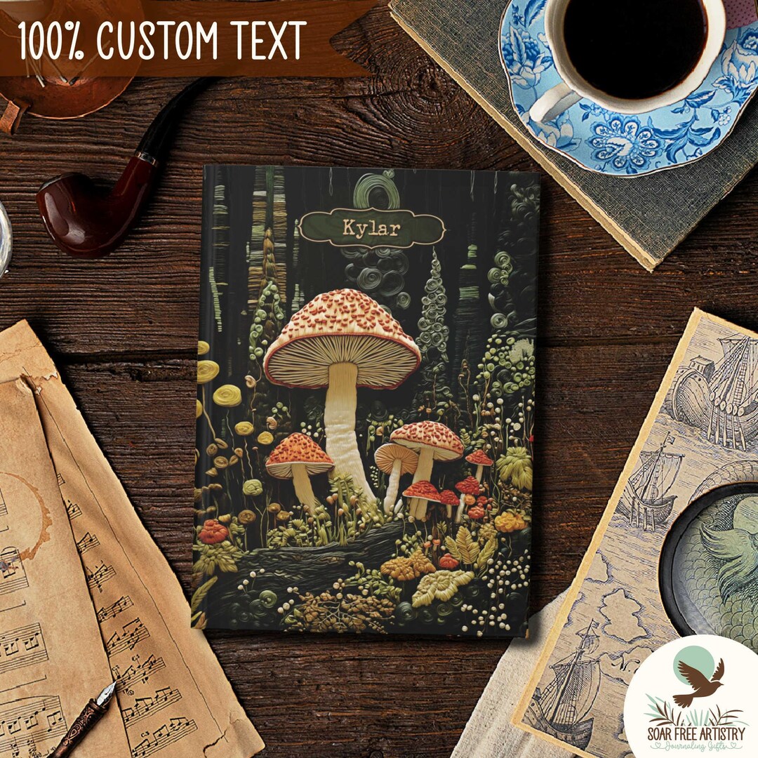 Personalized Botanical Notebook, Custom Mushroom Lover Gift for Him Her ...