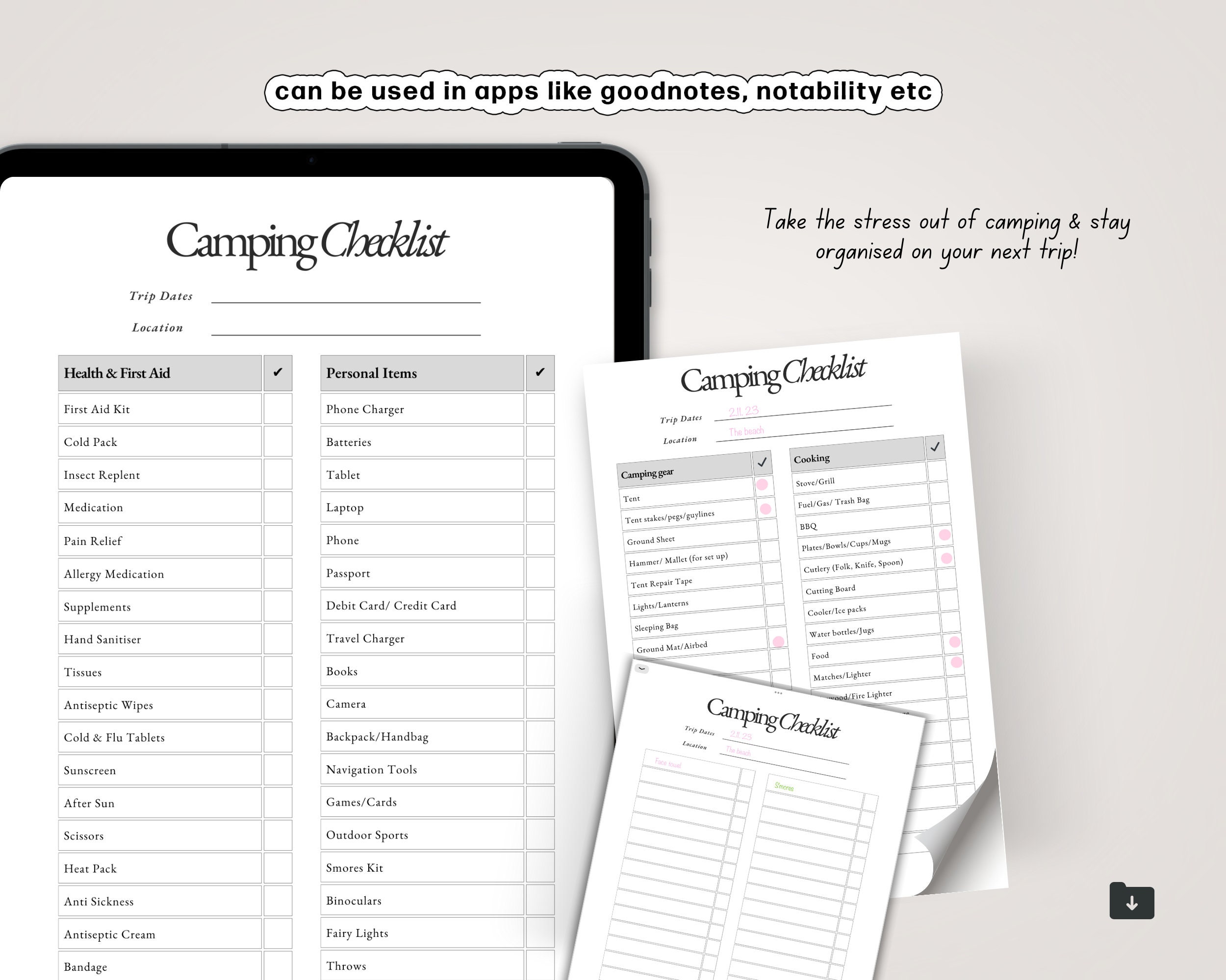 Camping Checklist Camping Planner Camping Itinerary - Etsy