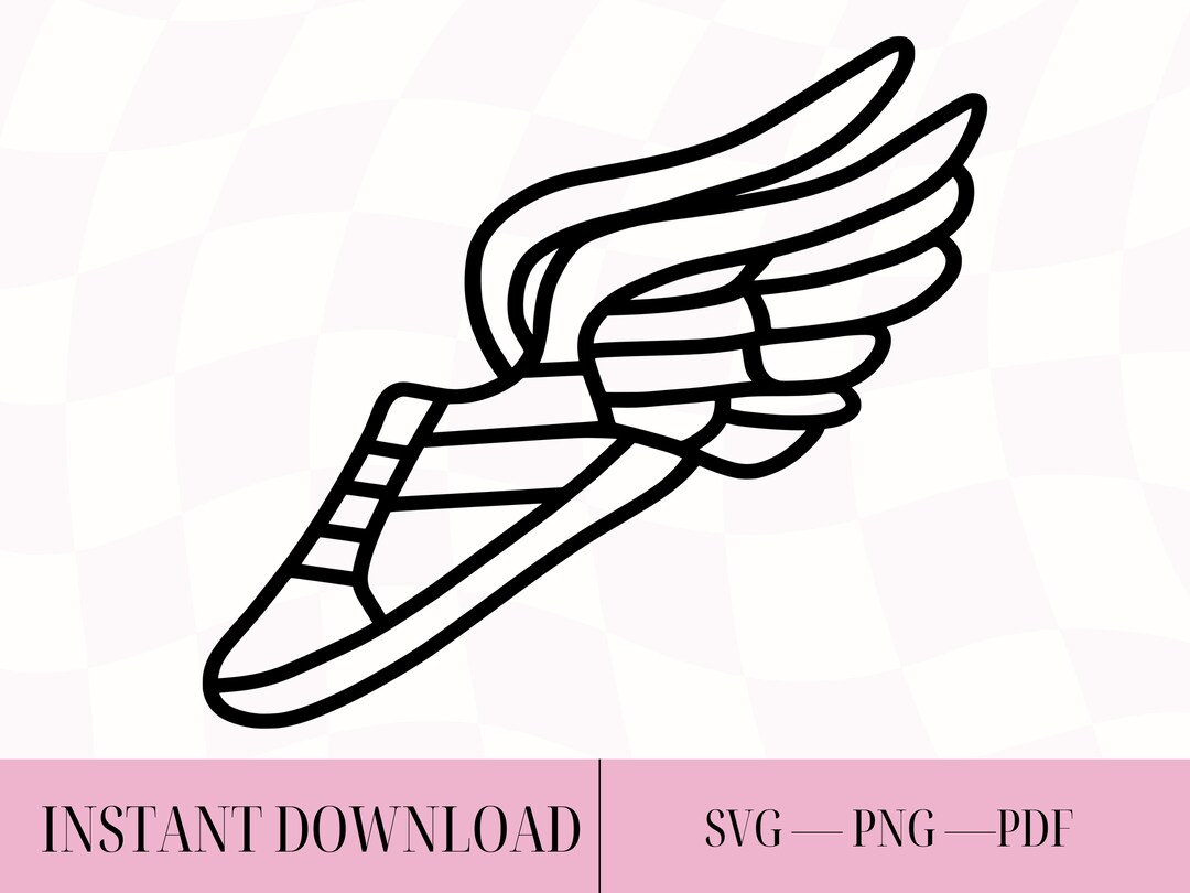 Track & Field SVG, Black Winged Running Shoe, Track Png, Running Svg ...