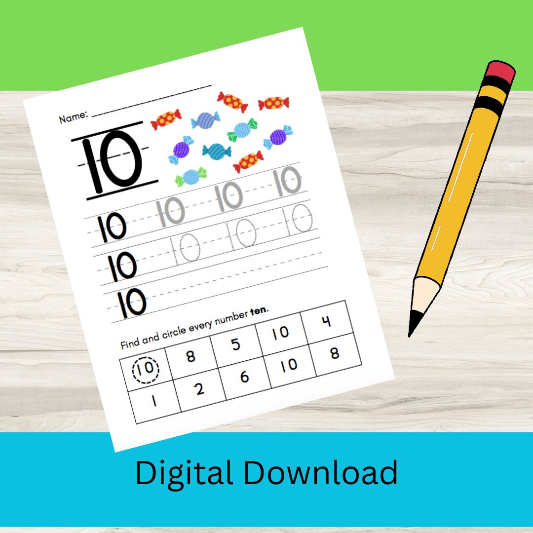 Learn & Trace Numbers 1 10 Printable Worksheets Trace - Etsy