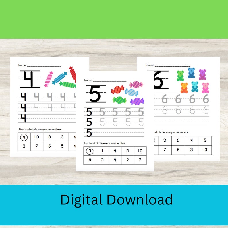 Learn & Trace Numbers 1 10 Printable Worksheets Trace - Etsy