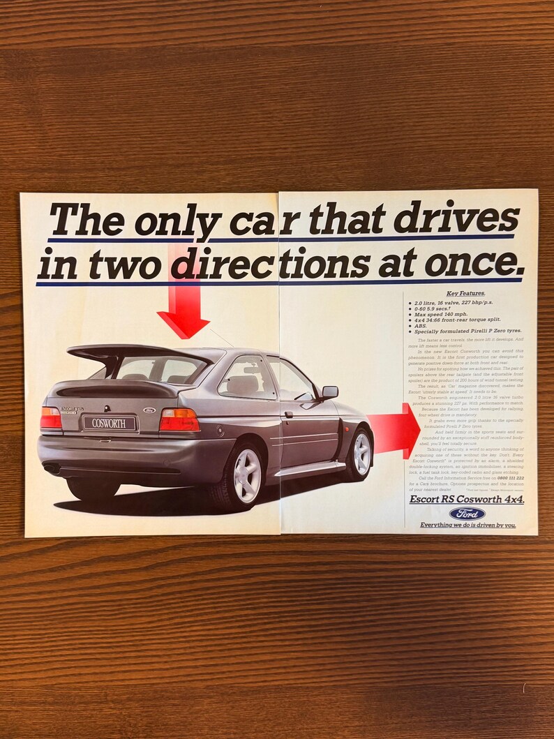 Genuine Original 1980 Ford Escort RS Cosworth Poster - Retro Wall Art ...