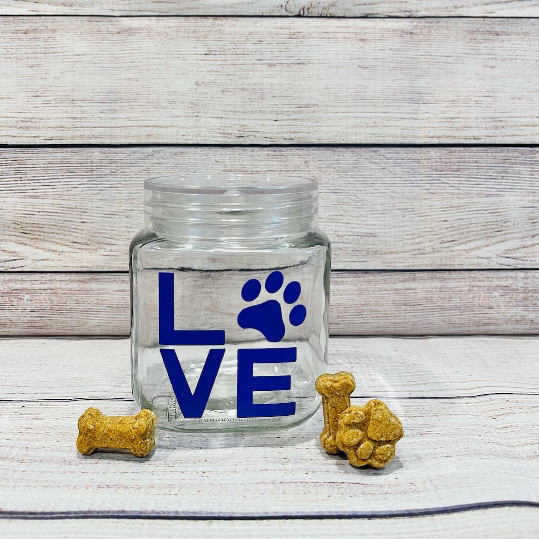Personalized Dog Treat Jar Dog Lover Custom Jar Dog Gift Dog Treat ...