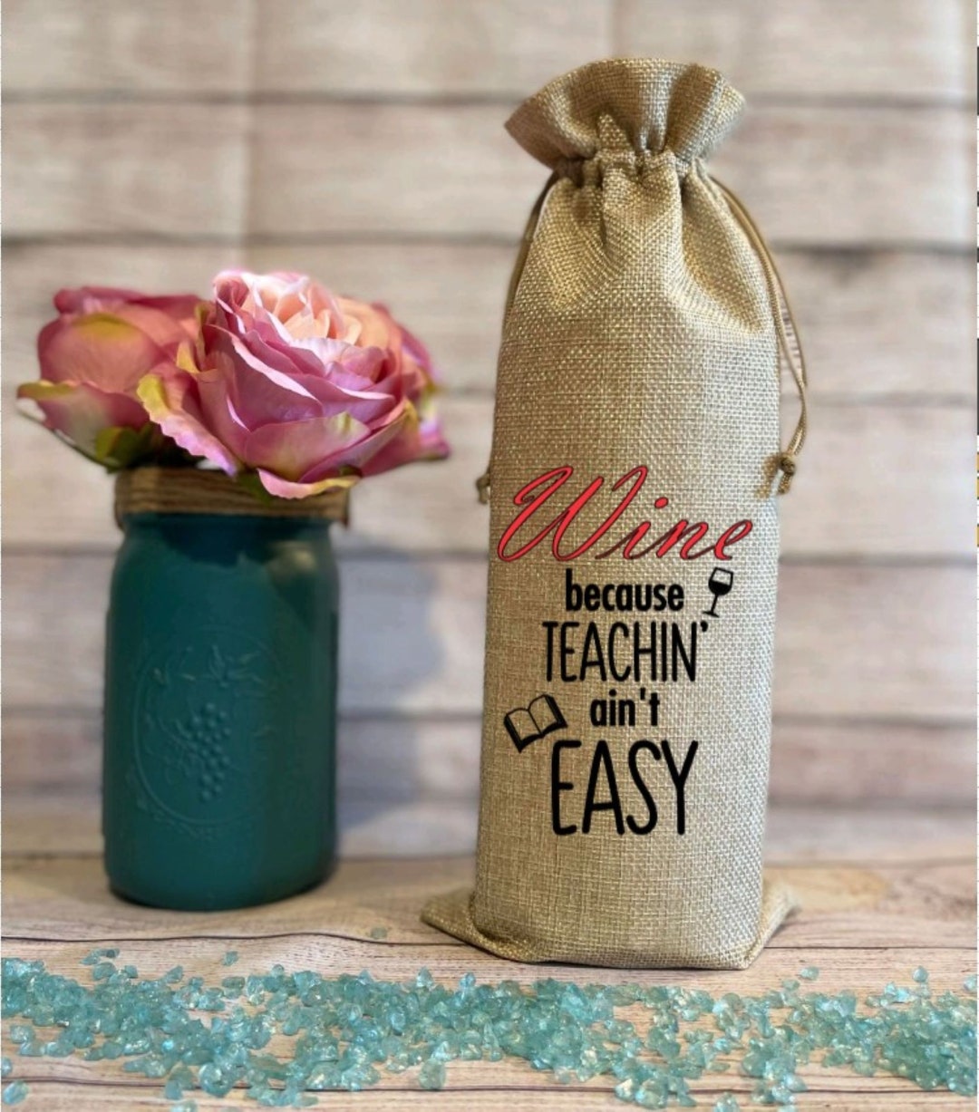 Wine Bag for Teacher Gift Thank a Teacher Wine Bag Teachin Aint Easy ...