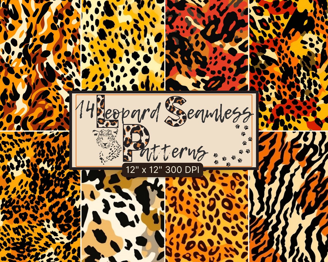 Leopard Print Seamless Pattern Collection Instant Digital - Etsy