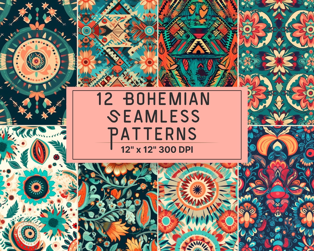 Bohemian Dreams: Vibrant and Eclectic Seamless Pattern - Etsy