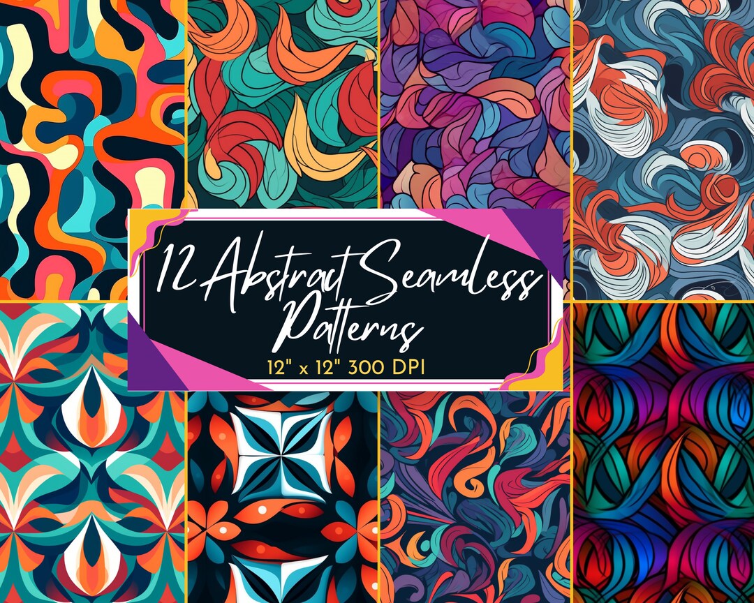 Geometric Seamless Pattern Bundle - Abstract Fusion Designs Printable Crafts Decor - Etsy