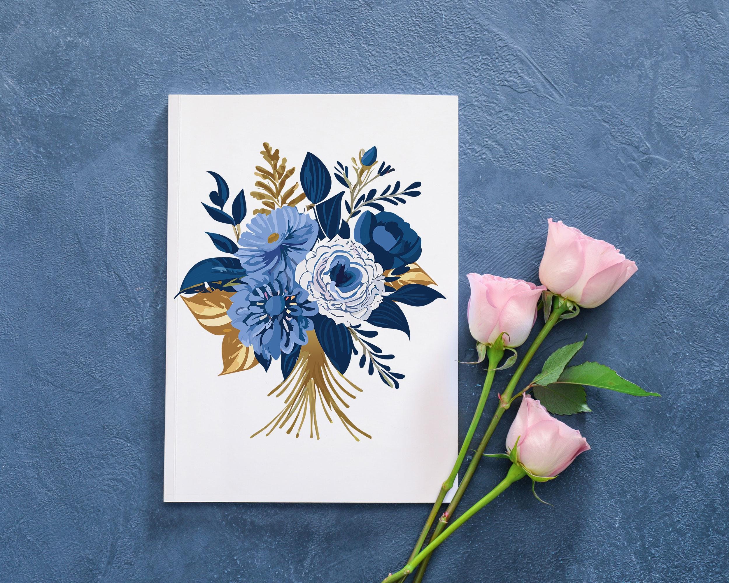 Elegant Navy Blue and Gold Floral Bouquet Collection Luxurious Graphics ...