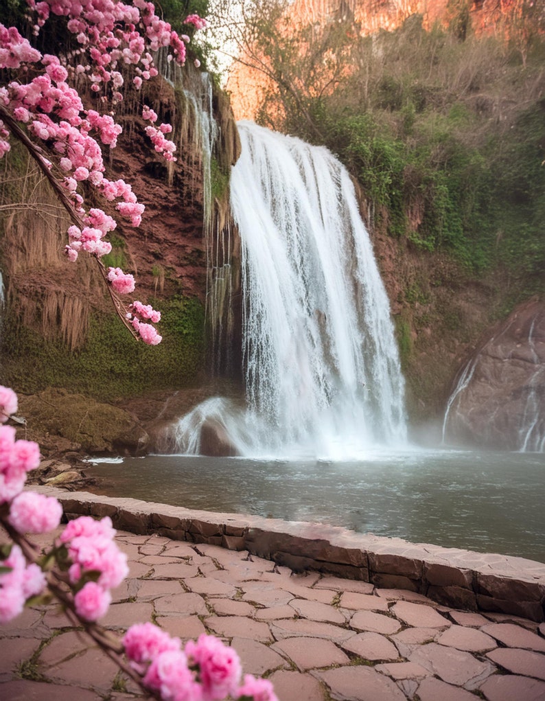 Waterfall Romantic Digital Backdrop for Stunning Photography Composites ...