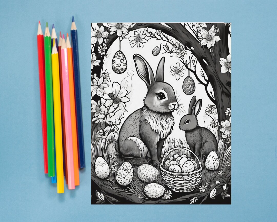 Intricate Easter Colouring Pages: High-quality Bunny, Egg, and Spring ...