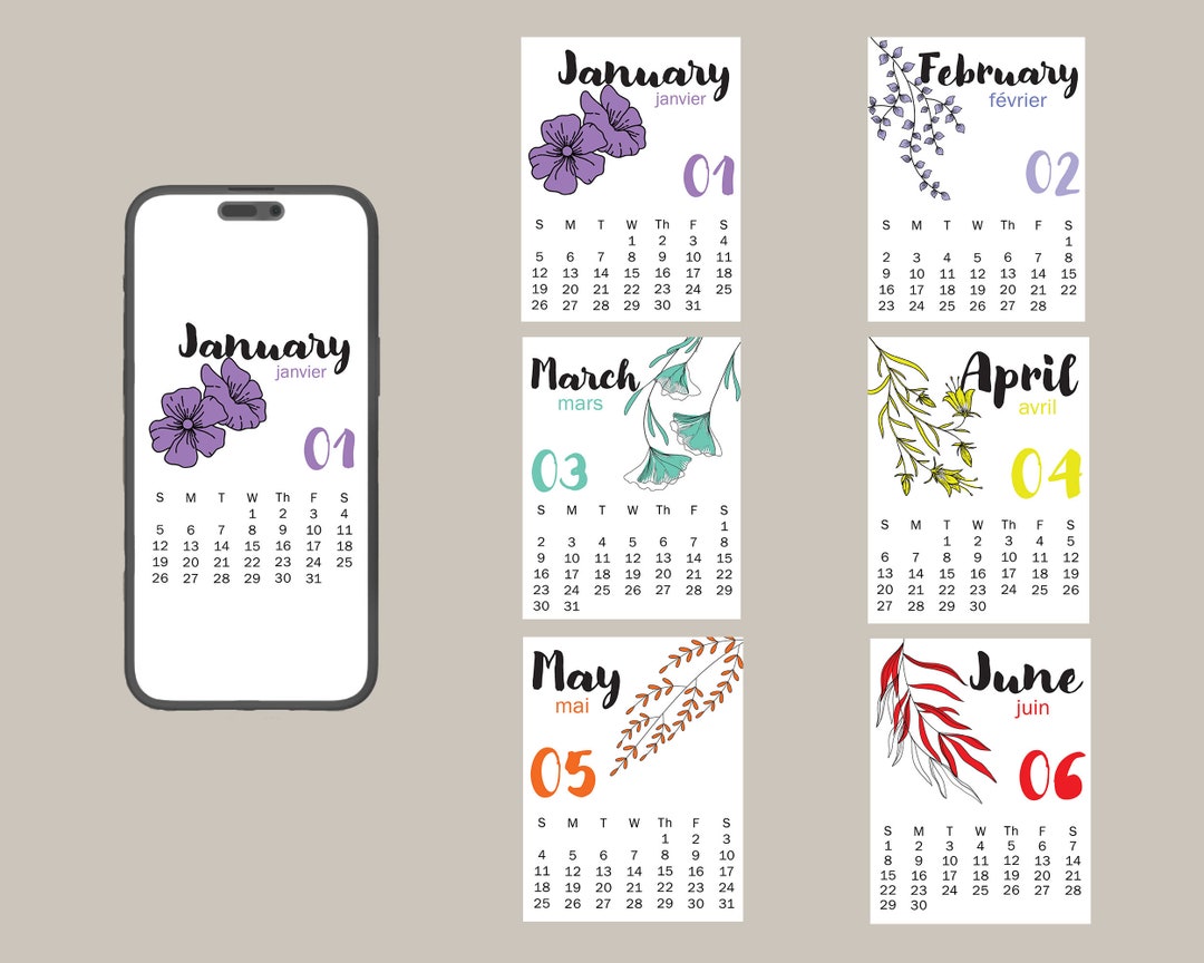 Bloom Into 2025 With Floral Bilingual Calendar Bilingual Calendar ...