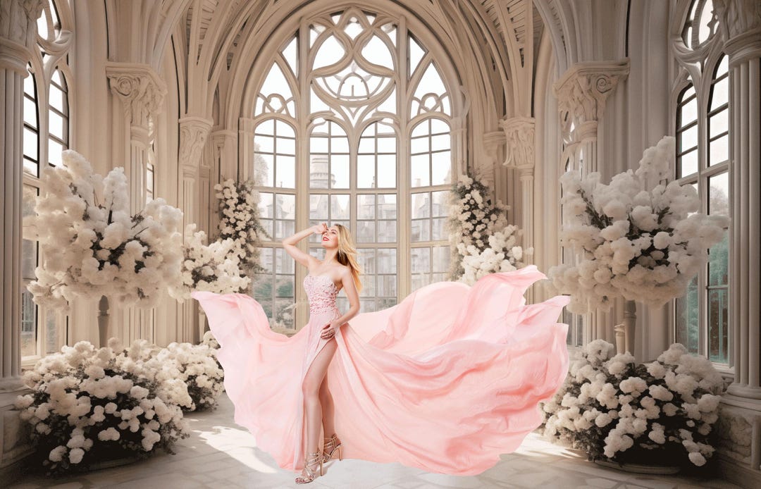 Luxurious Room Photography Backdrop With Elegant High Windows and White ...