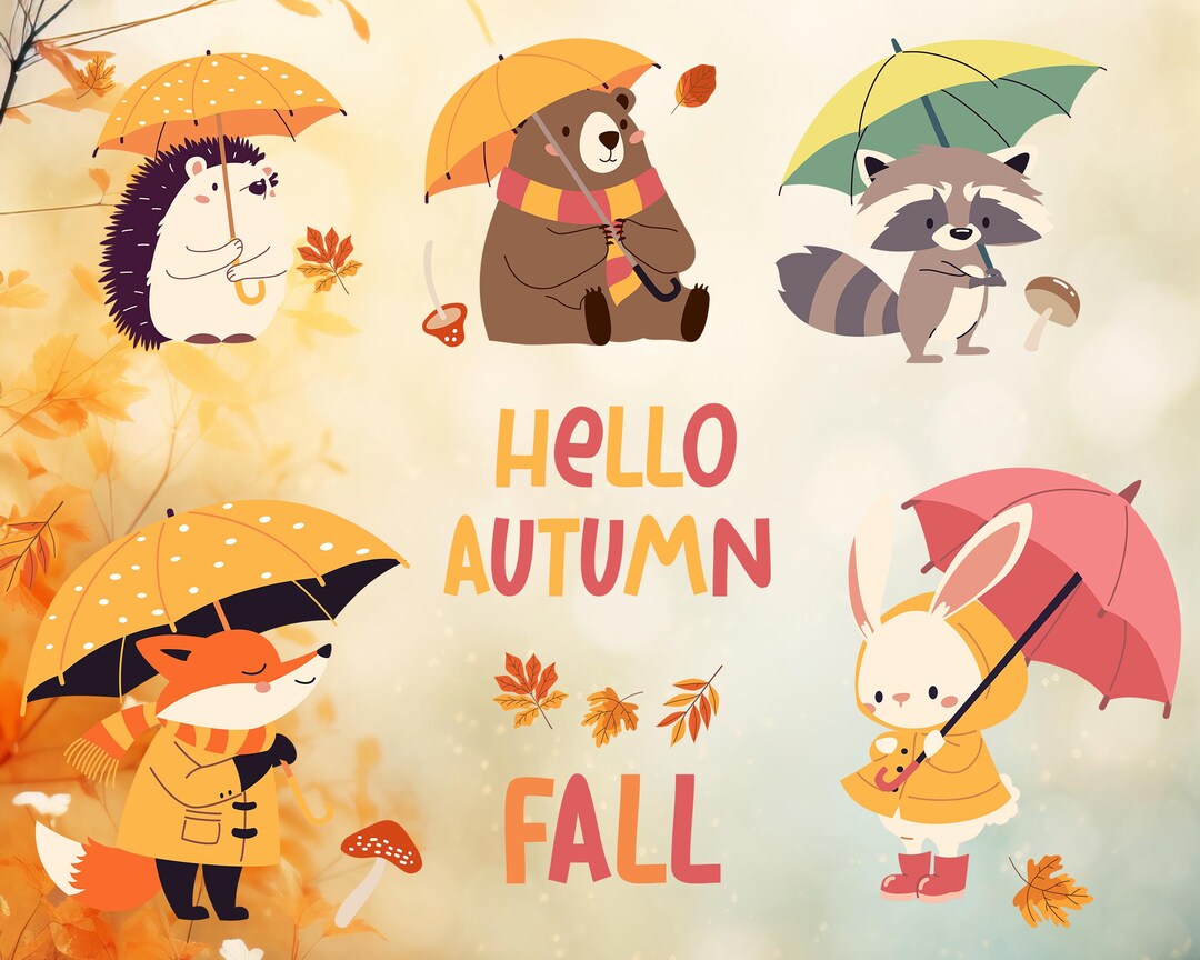 Adorable Fall Animal Clipart | Cute Autumn Woodland Creatures | Fall ...