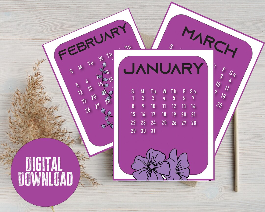 2024 Floral Purple Calendar: Elegant Organization at Your Fingertips ...