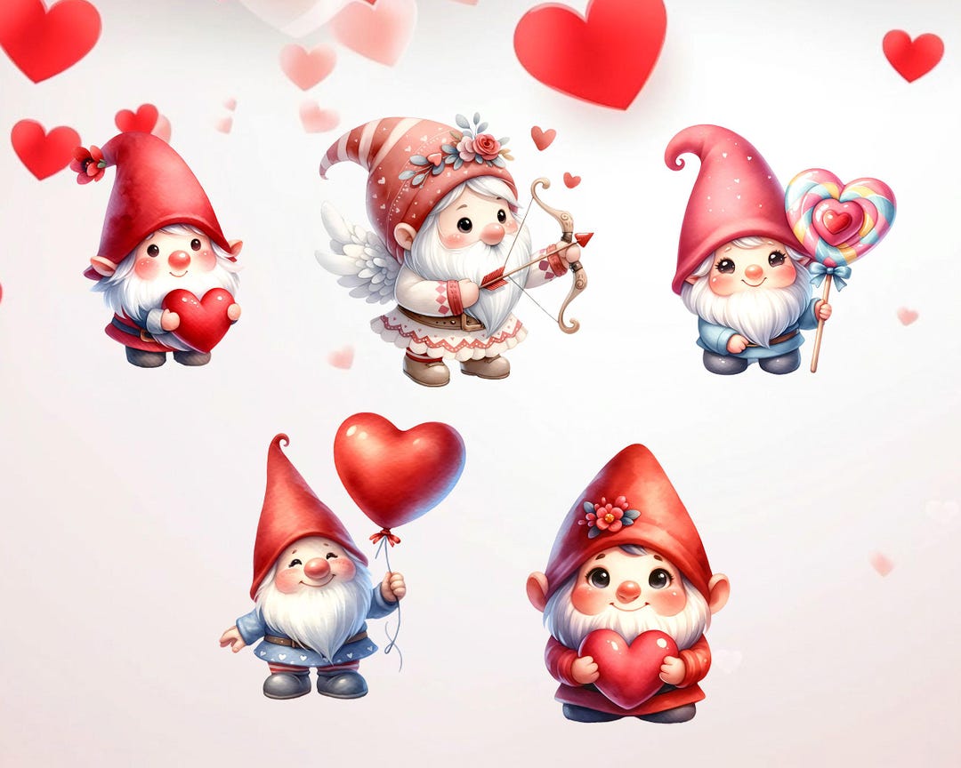 High-quality Cute Gnome Clipart: Happy Valentine's Day PNG Valentine's ...