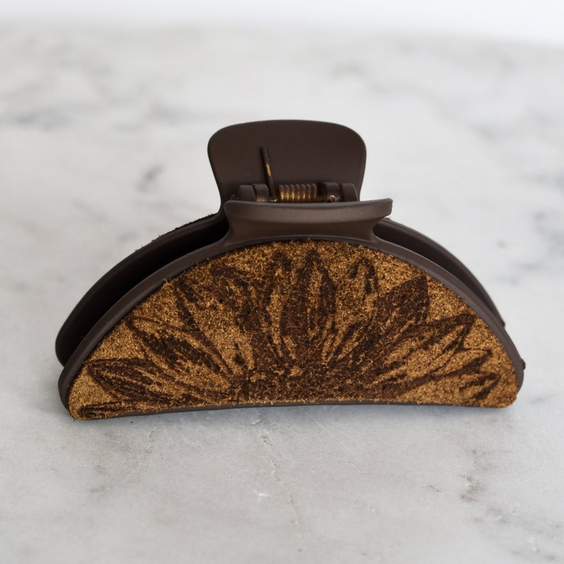3.5" Leather Engraved Western Claw Clip - Etsy