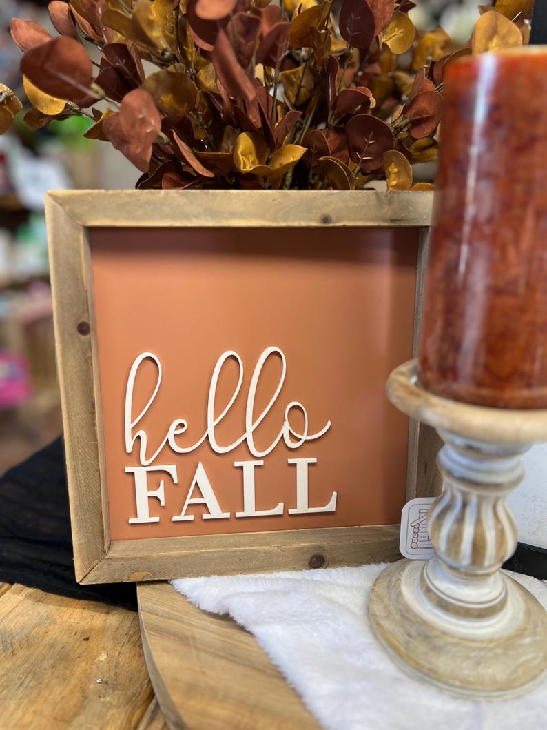 Hello Fall Wall Art -fall Decor - Handmade 3D Lettering Sign - Custom ...