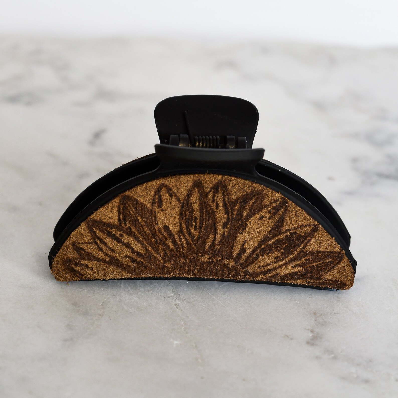 3.5" Leather Engraved Western Claw Clip - Etsy