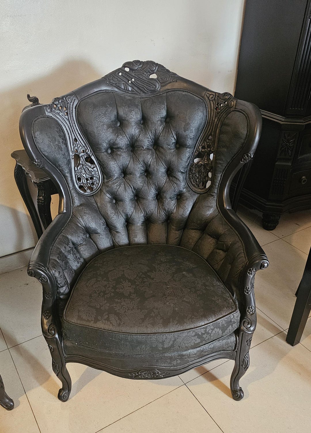 Vintage Victorian Wing Back Chair French Provincial Goth Medieval ...