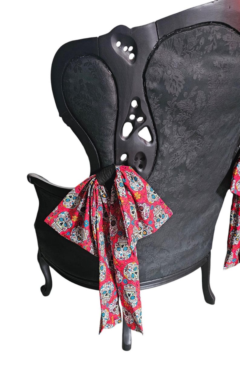 Sugar Skull Vintage Victorian Wing Back Chair French Provincial Goth ...