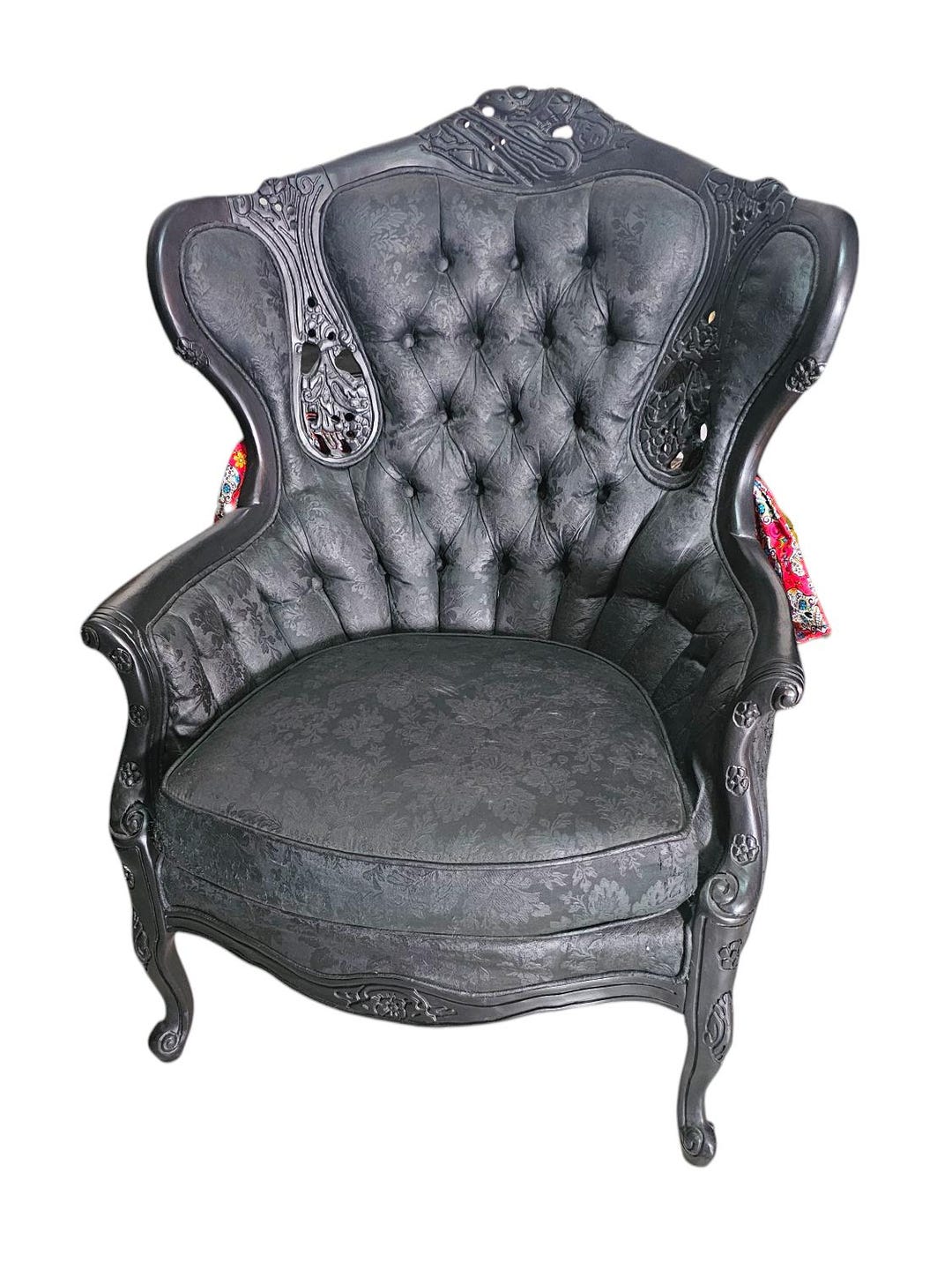 Sugar Skull Vintage Victorian Wing Back Chair French Provincial Goth ...