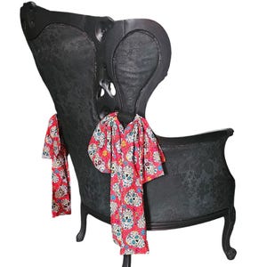 Sugar Skull Vintage Victorian Wing Back Chair French Provincial Goth ...