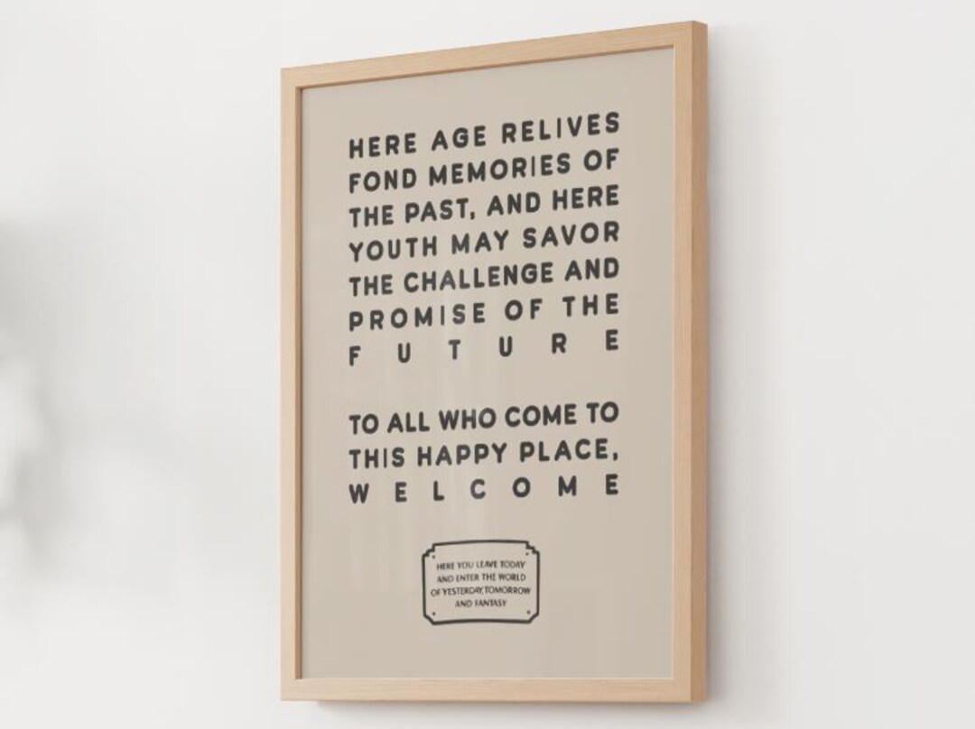 Welcome to Disney Printable Poster - Entrance Phrase in 2 Colors ...