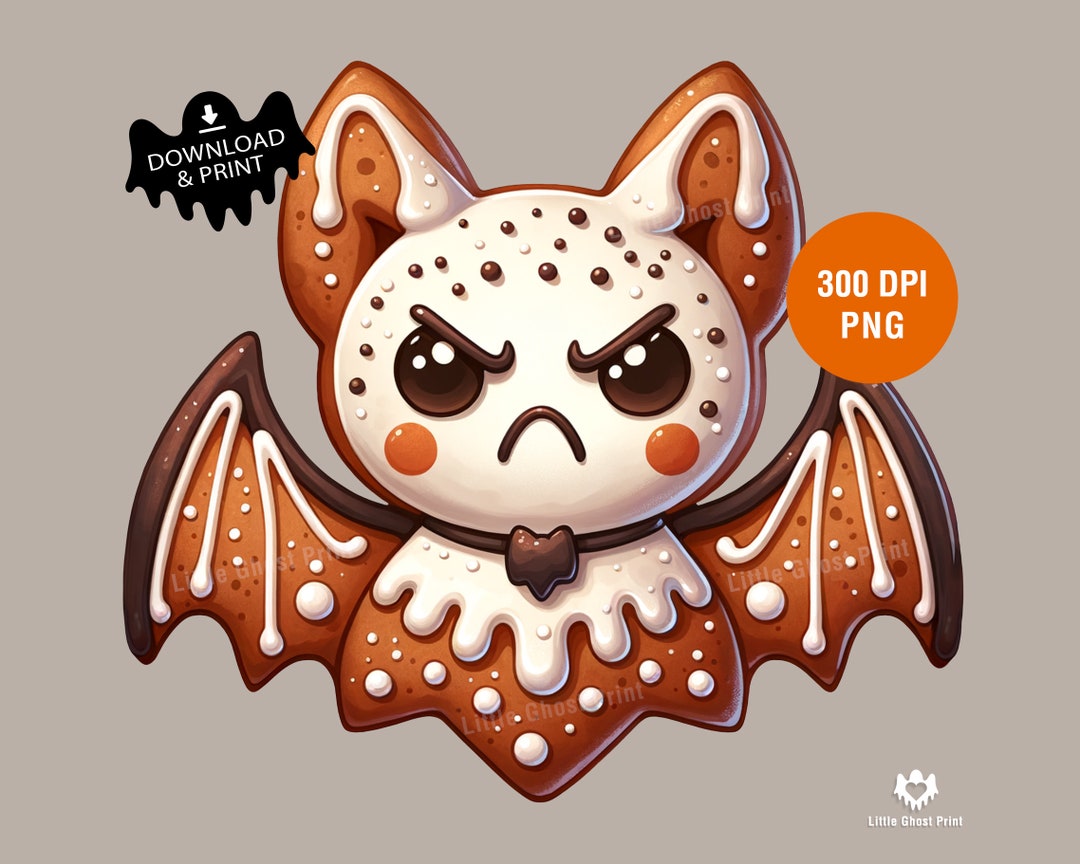Angry Gingerbread Bat Cookie, Transparent PNG, Sublimation, 300 DPI ...