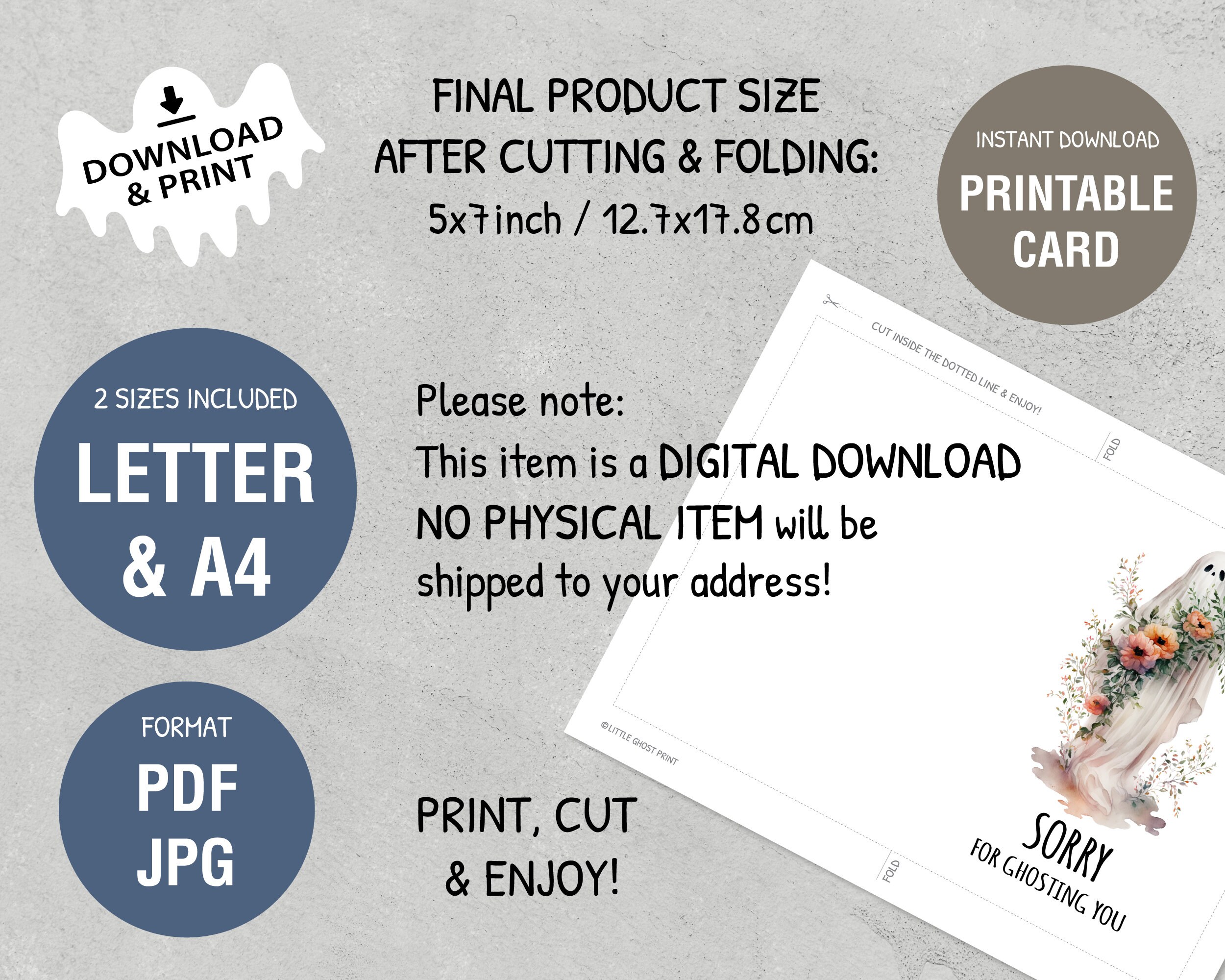 Digital Card, Instant Download, Sorry for Ghosting You, Apology Card ...