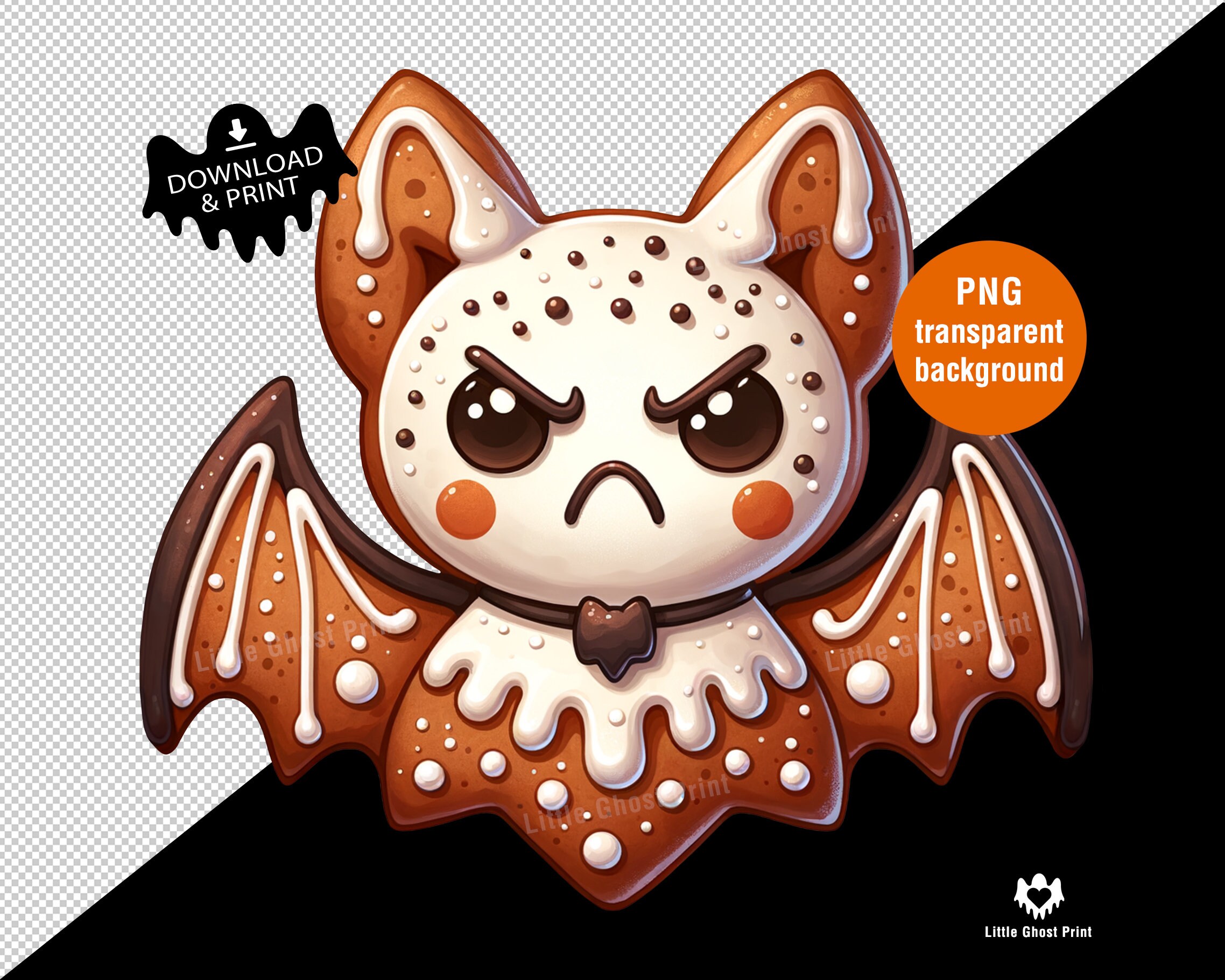 Angry Gingerbread Bat Cookie, Transparent PNG, Sublimation, 300 DPI ...